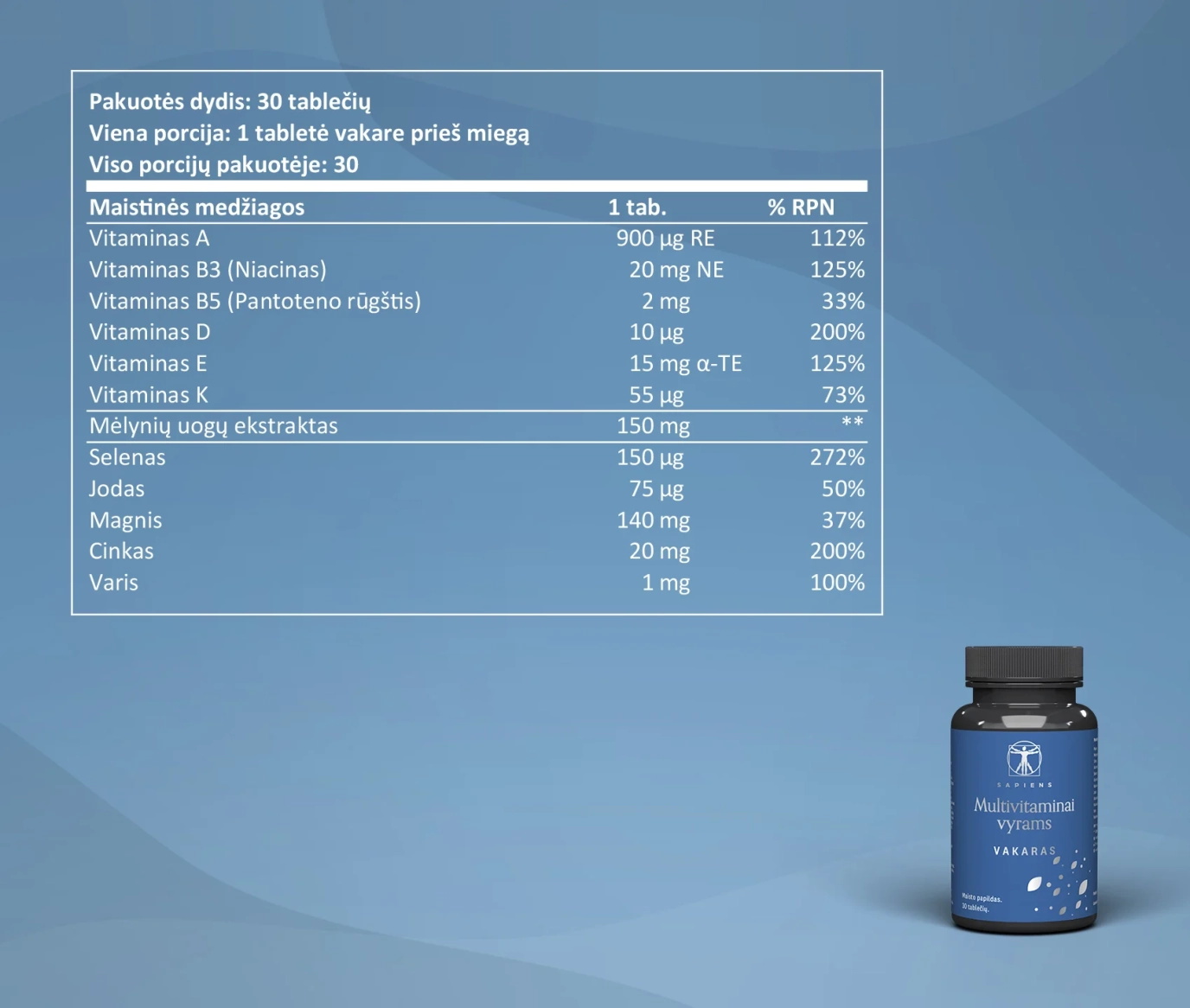 Multivitaminai Vyrams 1+1 | Sapiens