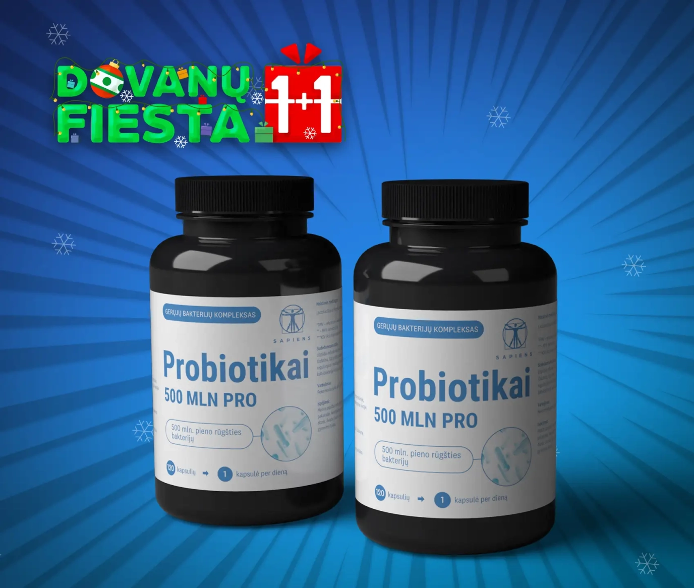 Probiotikai 500 MLN PRO 1+1 | Sapiens